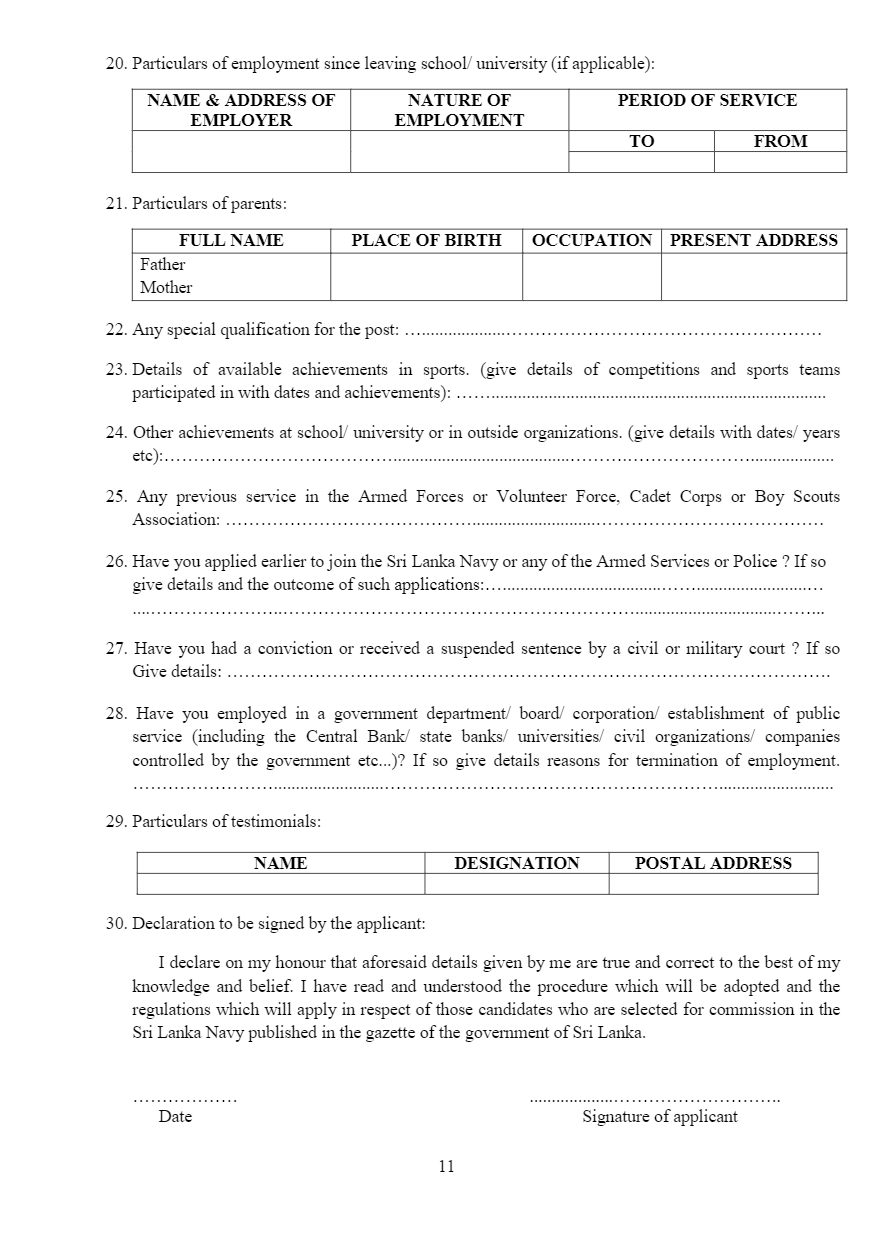 Direct Entry Officer – Sri Lanka Navy Job Vacancies 2024 - Tasty Learning