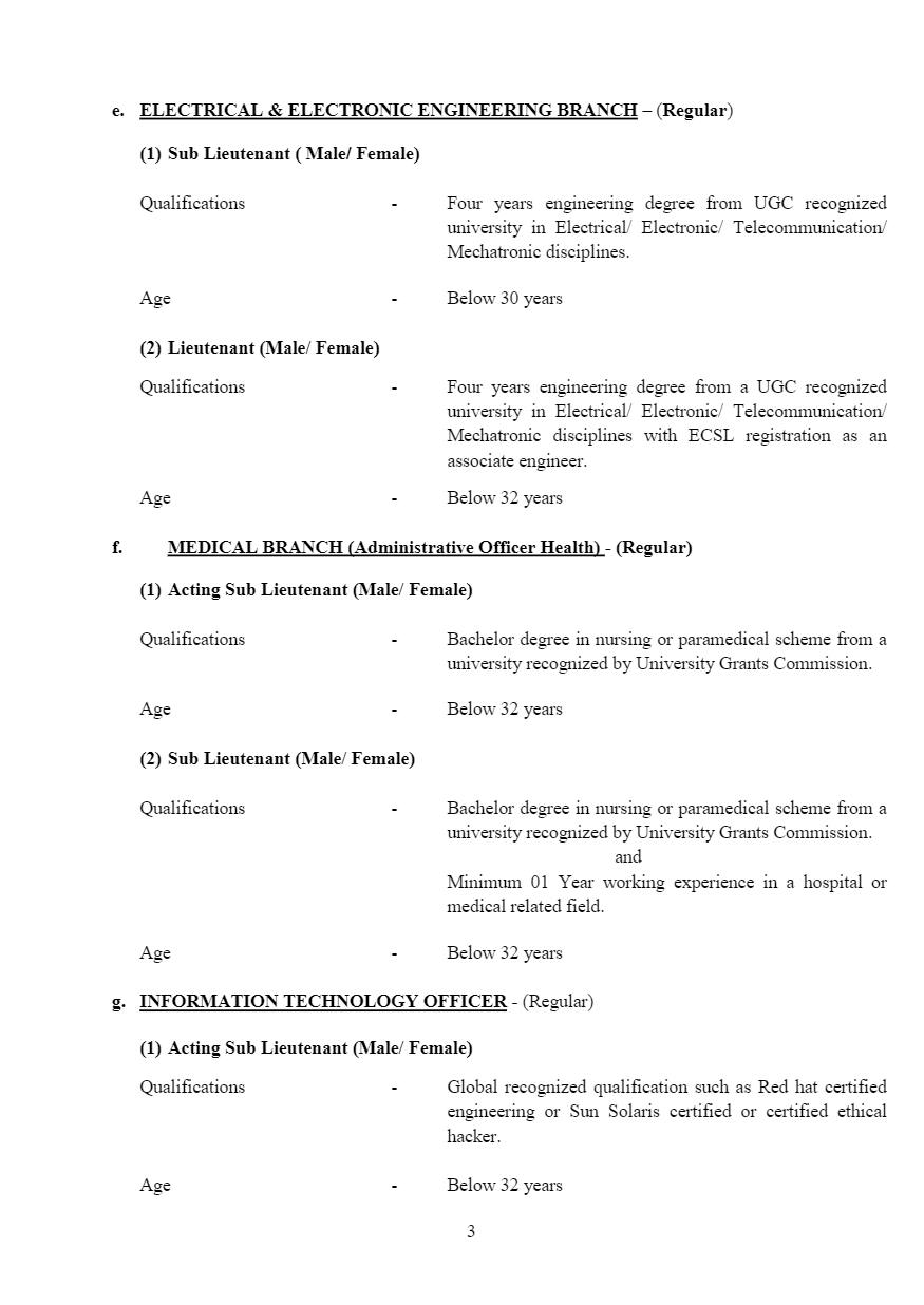 Direct Entry Officer – Sri Lanka Navy Job Vacancies 2024 - Tasty Learning