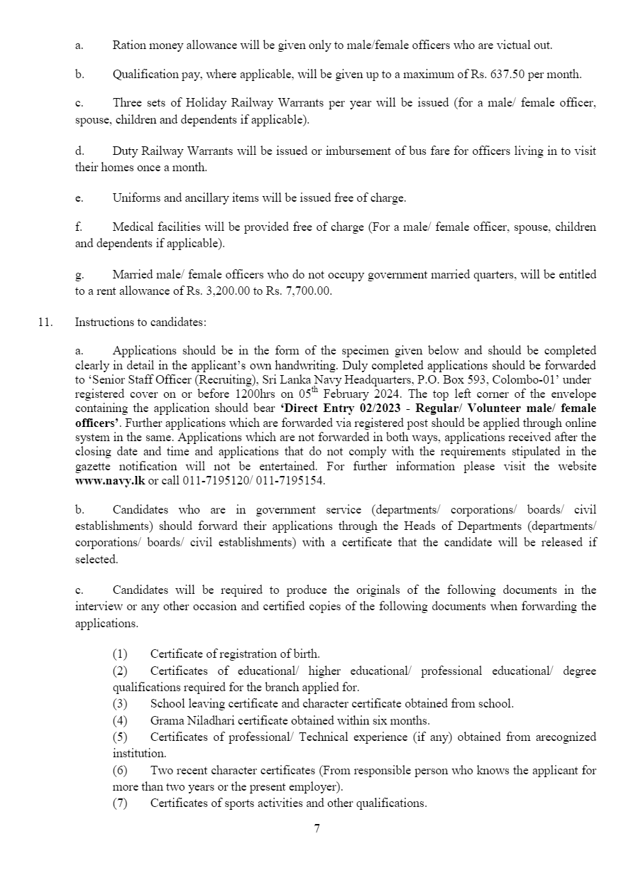 Direct Entry Officer – Sri Lanka Navy Job Vacancies 2024 - Tasty Learning