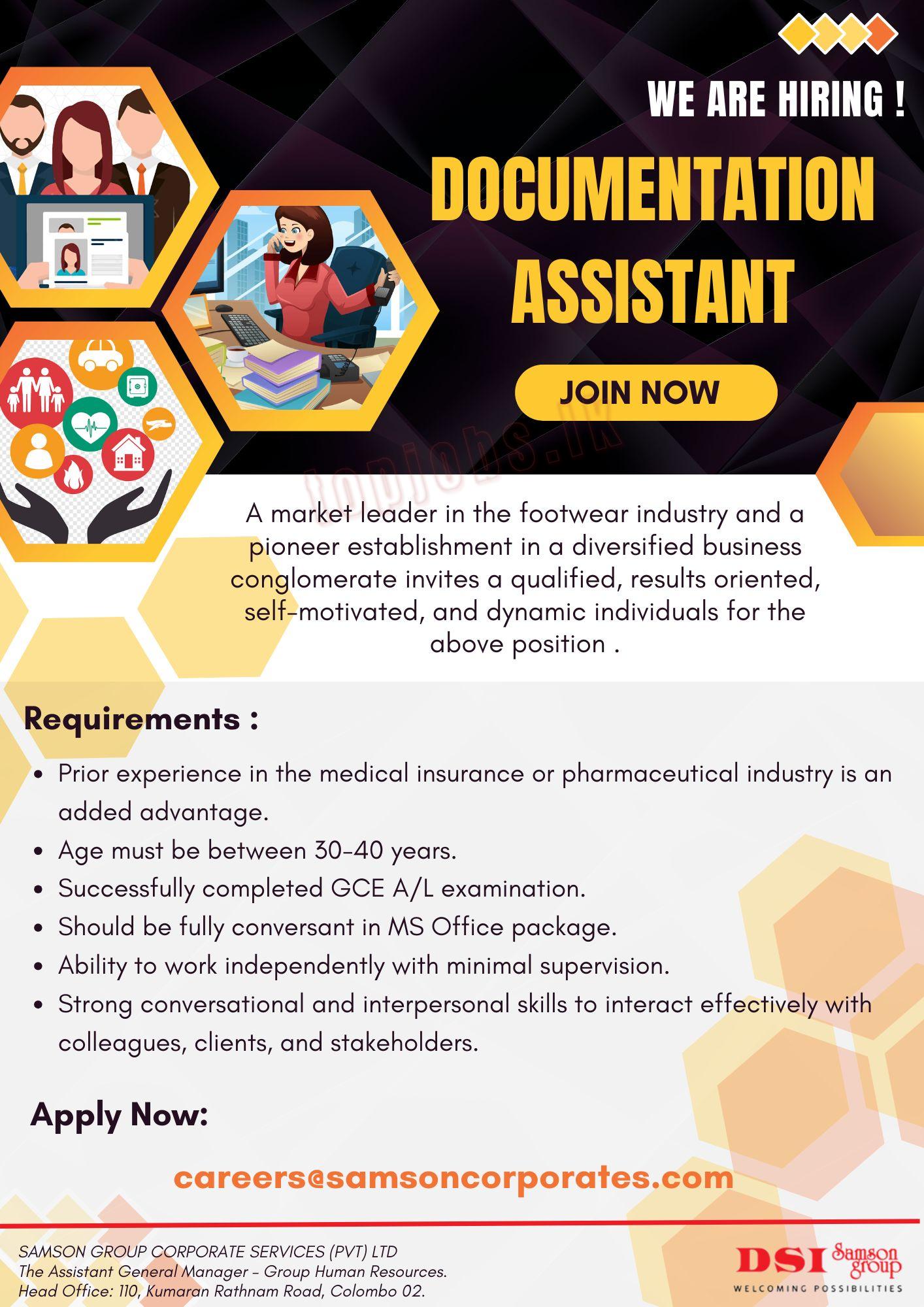 Documentation Assistant – DSI Samson Group Job Vacancies 2025 - Tasty Learning